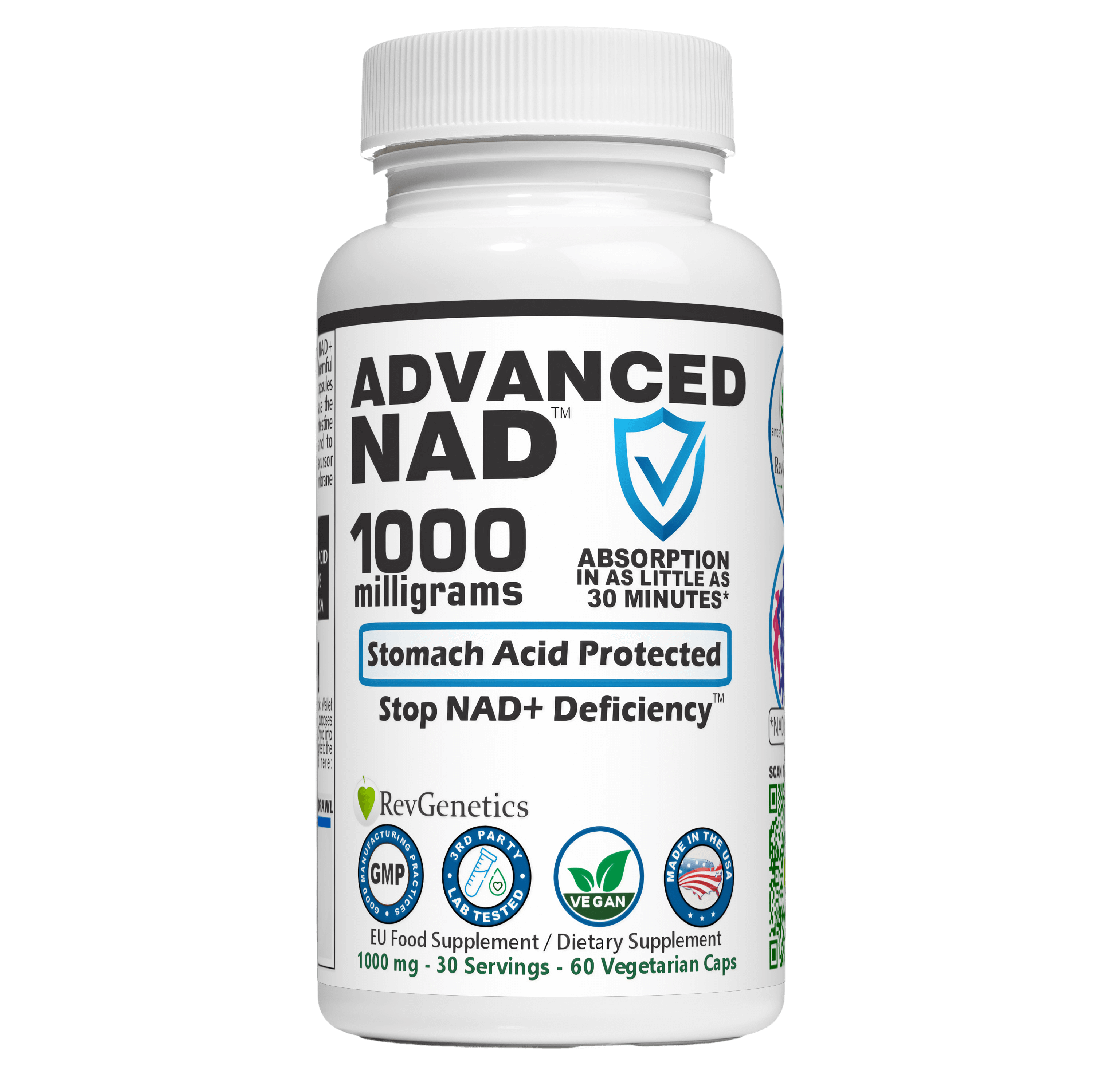 Advanced NAD 1000 mg: 60 500mg Capsules - NAD Supplement – RevGenetics EU